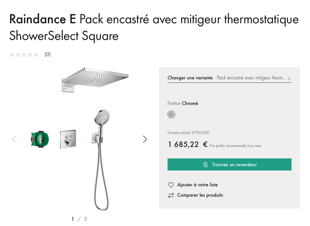 Douche encastrable Hansgrohe Raindance [Kit complet neuf ...