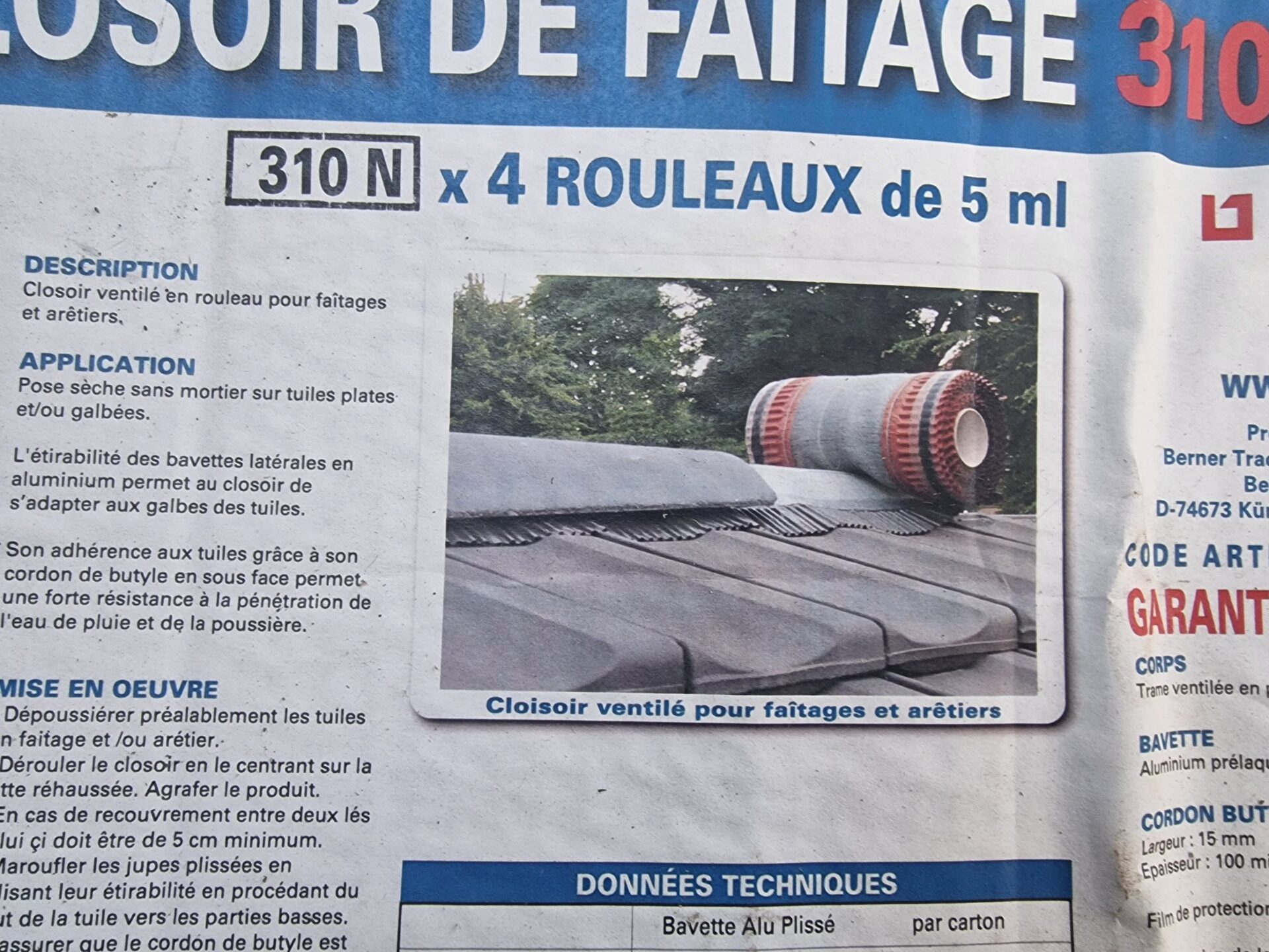 CLOSOIRS DE FAITAGE. - VendezVosMateriaux